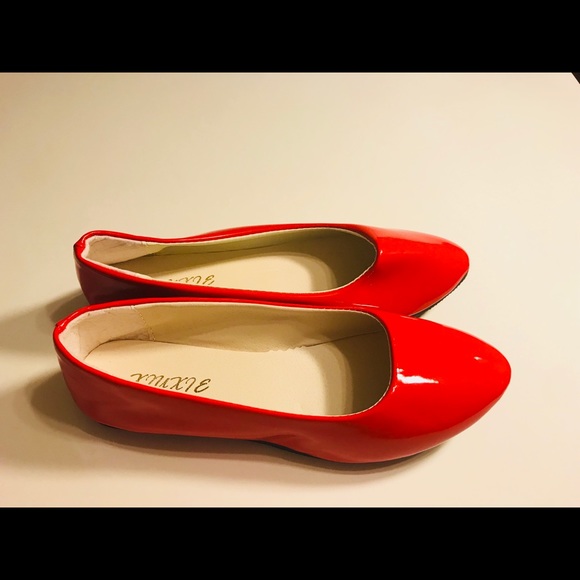 Shoes | Cherry Red Patent Leather Ballerina Flats | Poshmark